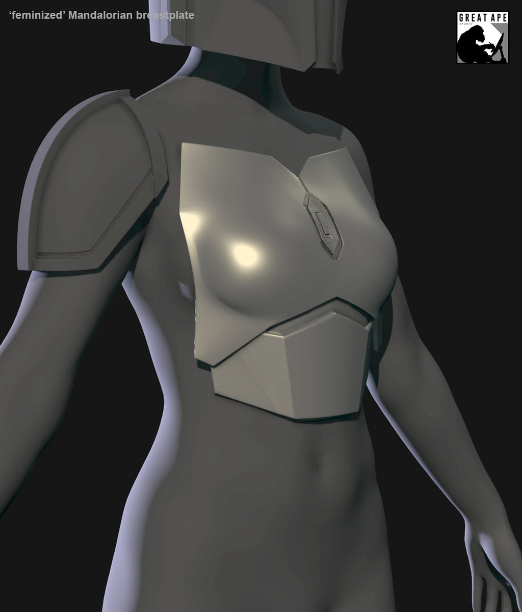 Mandalorian 'feminized' breastplate model for 3D printing (.STL file d – Great Ape Studio
