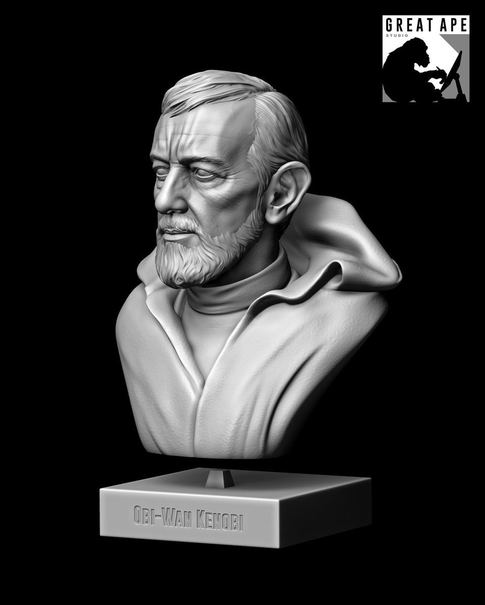 Obi-Wan bust model for 3D printing (.STL file download) – Great Ape Studio